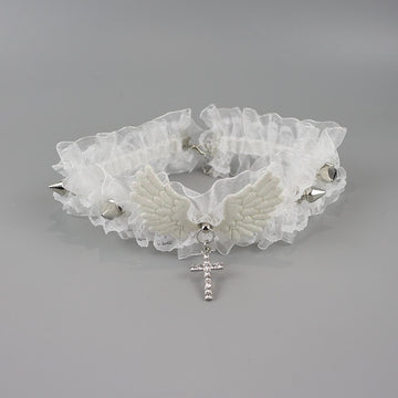 Heart cross lace bow garter choker – Cutiekill