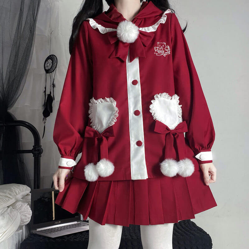 [Cute Bear] JK red uniform set – Cutiekill