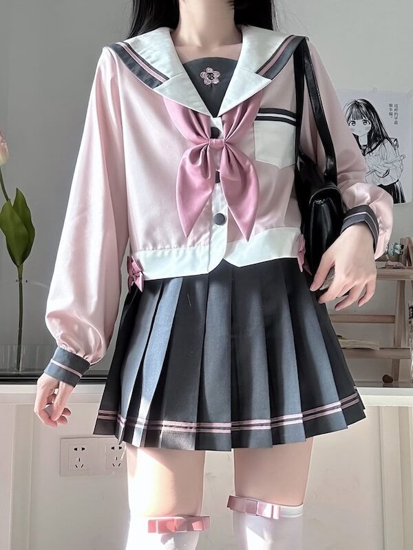 [Soft Sakura] Grey Pink JK uniform set – Cutiekill