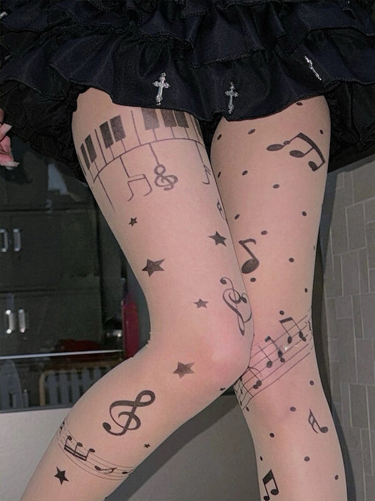 Spicy girl music note y2k tights – Cutiekill