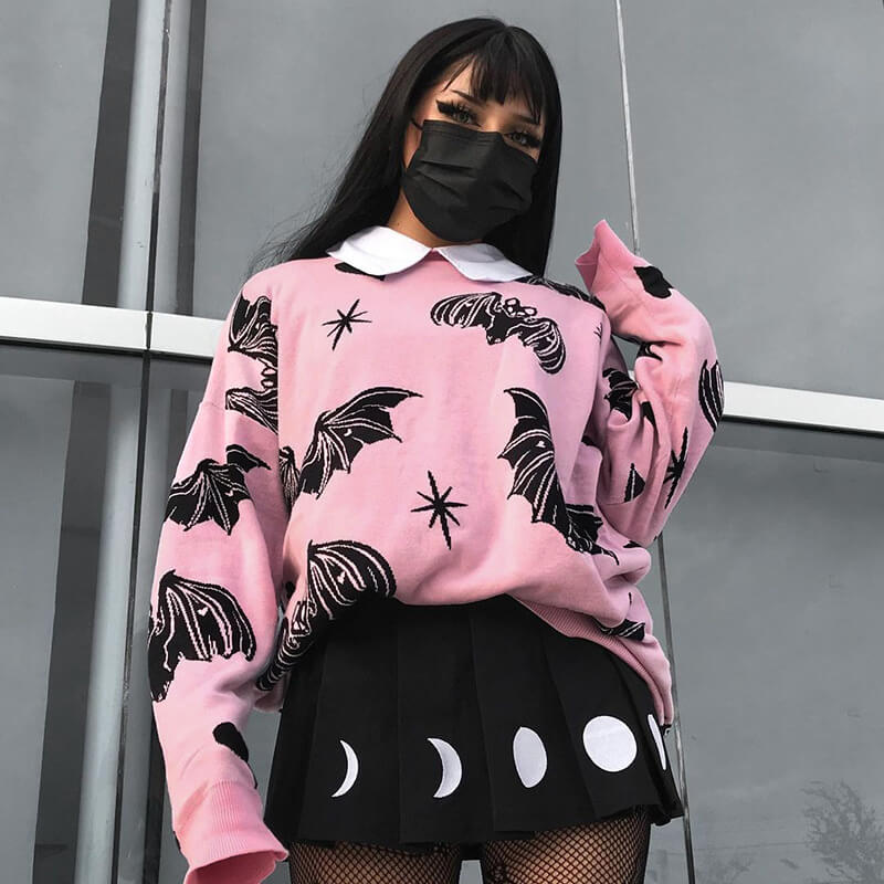 Goth bat wings oversize sweater – Cutiekill